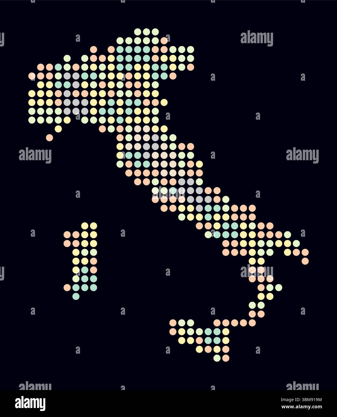 Italy dotted map. Digital style map of the country on dark background ...