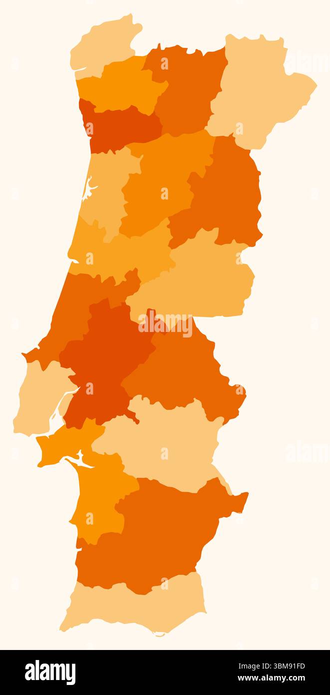 Map of Portugal with regions. Just a simple country border map with ...