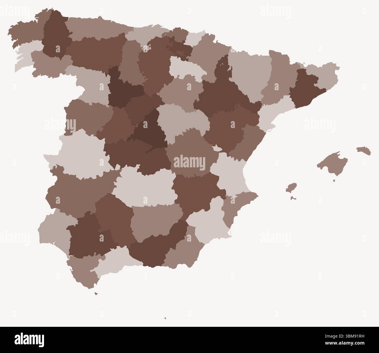 Map of Spain with regions. Just a simple country border map with region ...