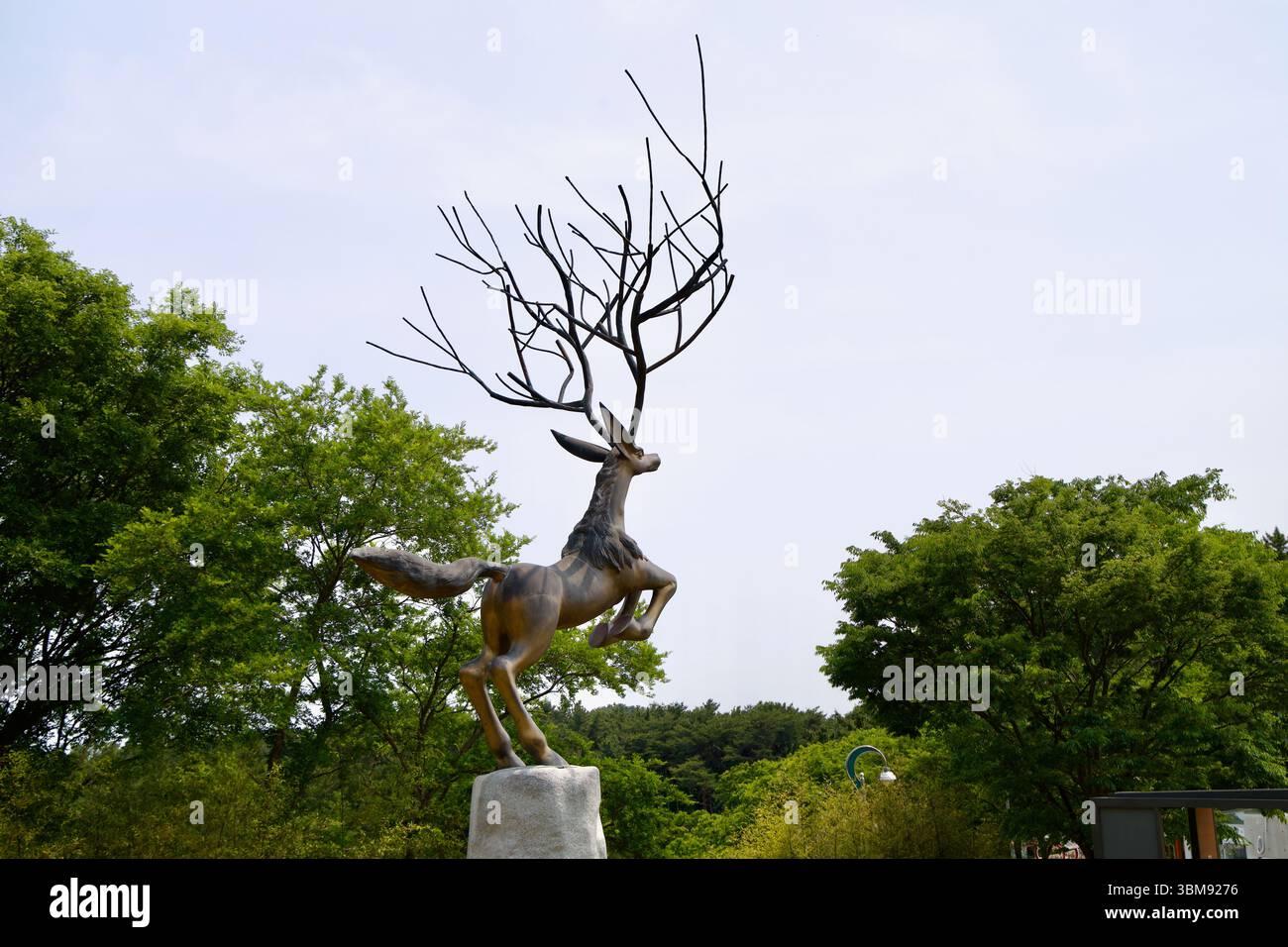 Uljin County, South Korea - May 31st, 2025: A rearing deer sculpture ...
