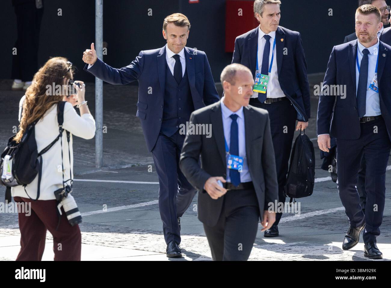 DEN HAAG - France's delegation with President Emmanuel Macron (m ...