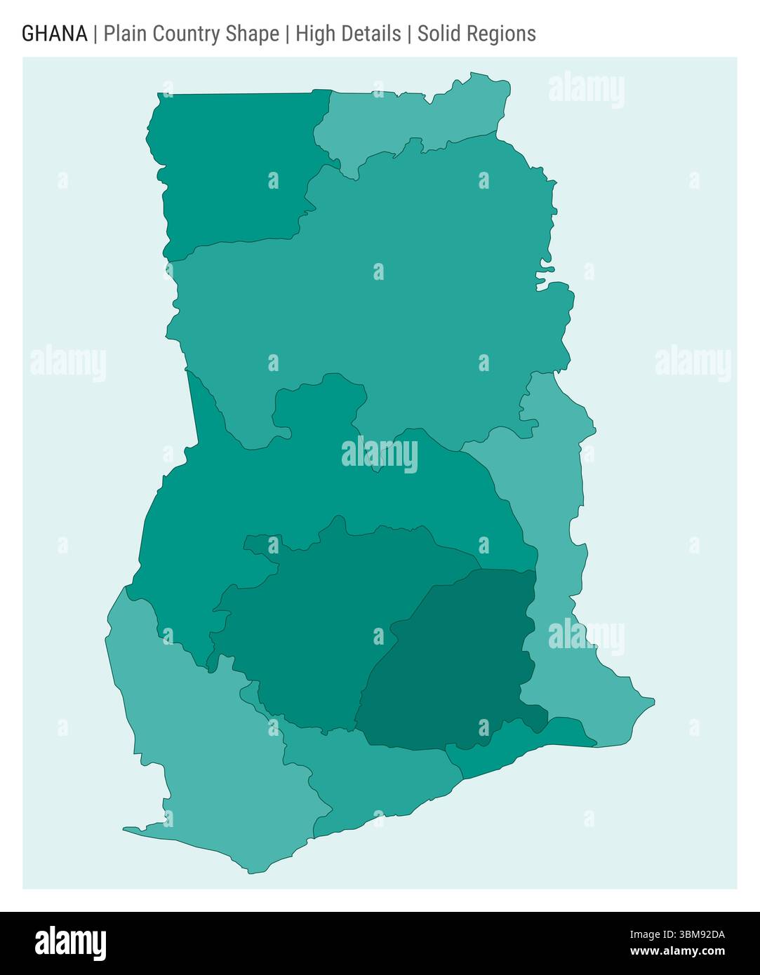 Ghana plain country map. High details. Solid regions style. Shape of ...