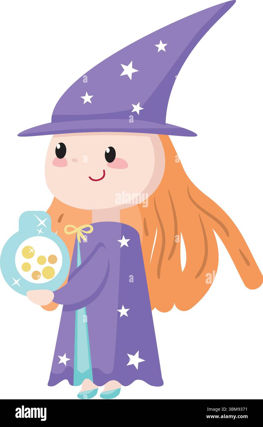 Cute enchantress with magic potion vector icon Stock Vector Image & Art ...