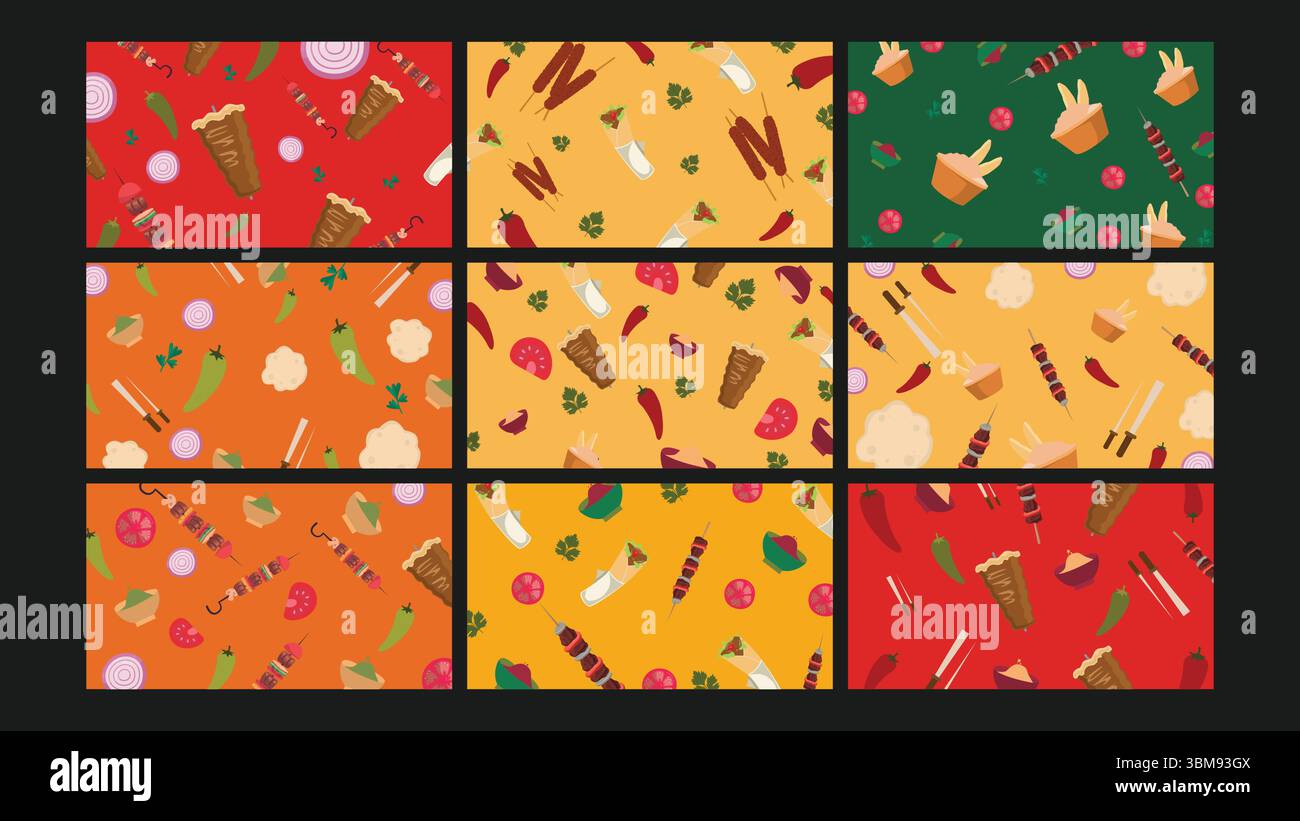 Turkish meat kebab set Stock Vector Images - Alamy