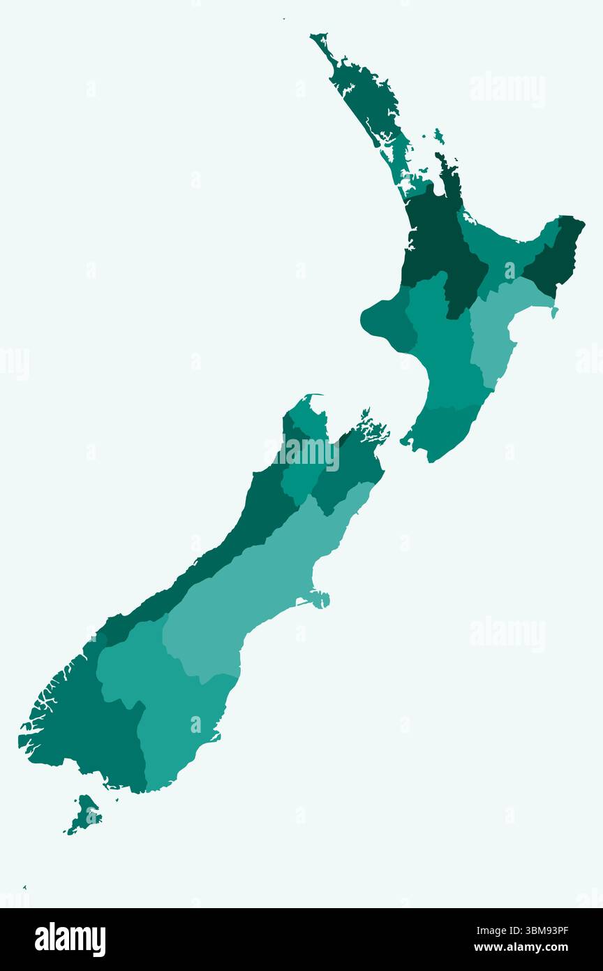 Map of New Zealand with regions. Just a simple country border map with ...