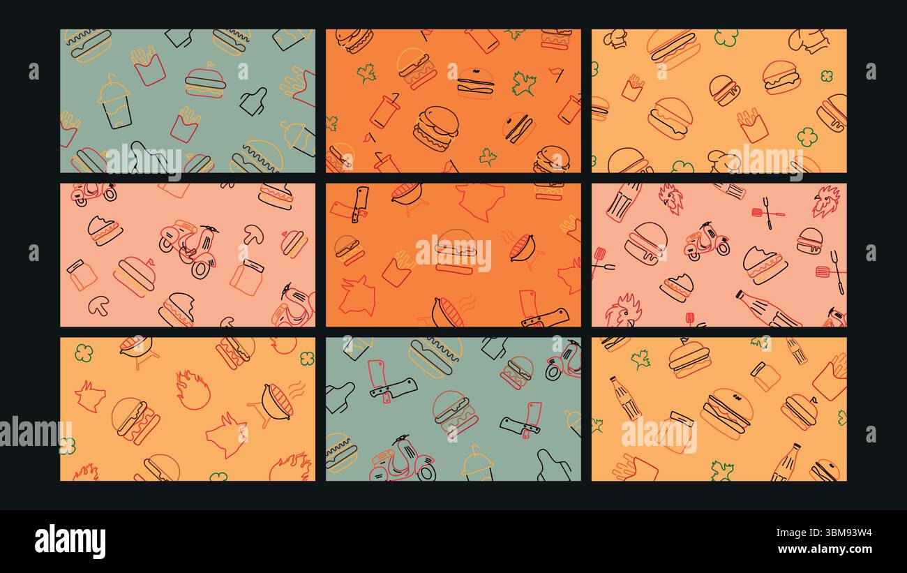 Fast food icons background Set Stock Vector Image & Art - Alamy