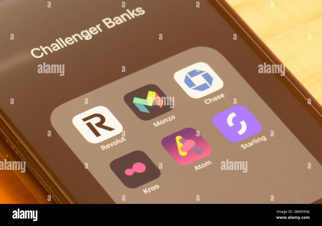Challenger Bank apps on smartphone Stock Photo - Alamy