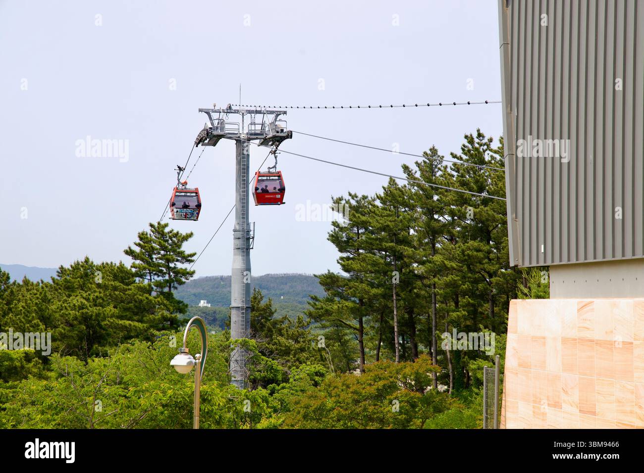 Uljin County, South Korea - May 31st, 2025: Red cable cars glide above ...