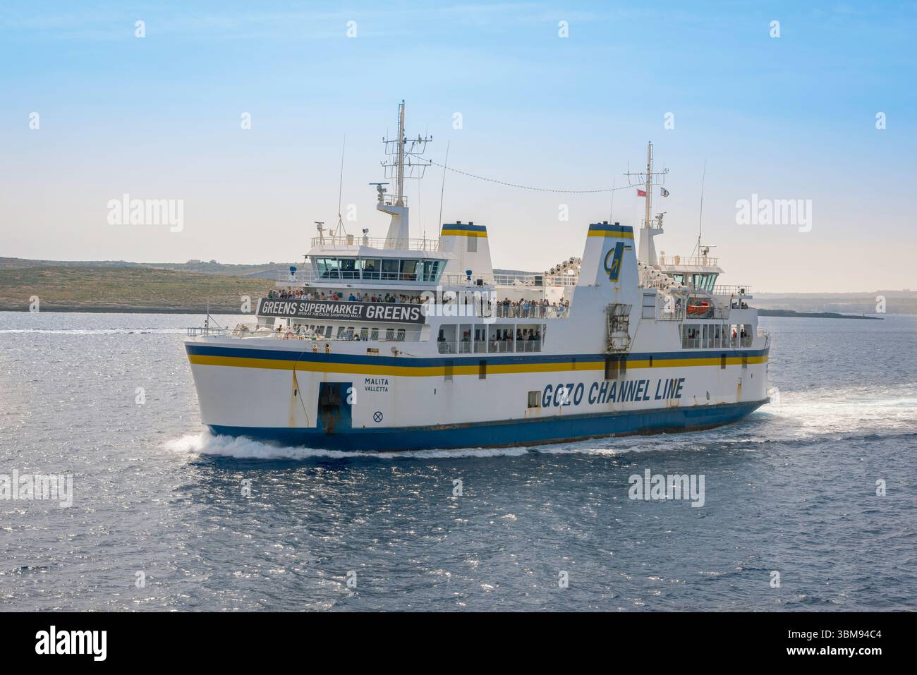 Gozo Ferry, view of a vessel of the Gozo Channel Line sailing between ...