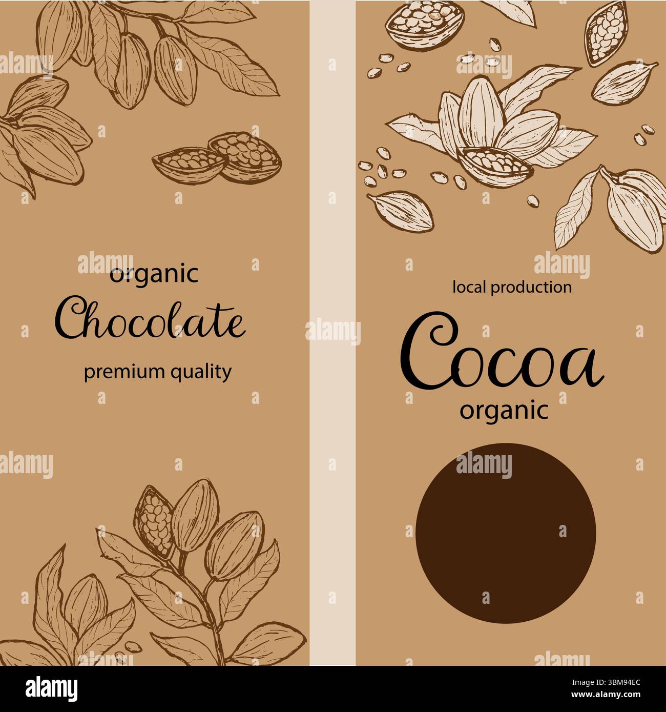 Organic cocoa beans sketch collection for chocolate branding and design ...