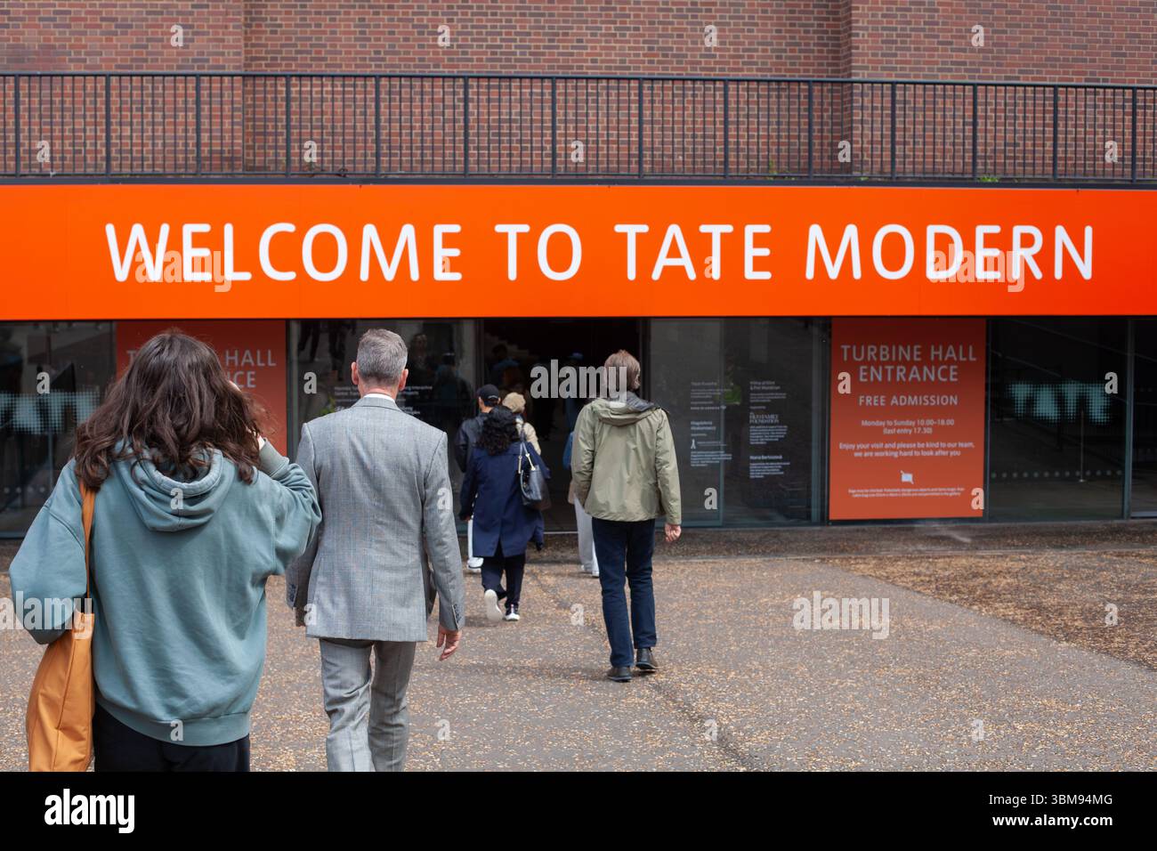 London, United Kingdom May 05 2023 Entrance to Tate Modern with welcome ...