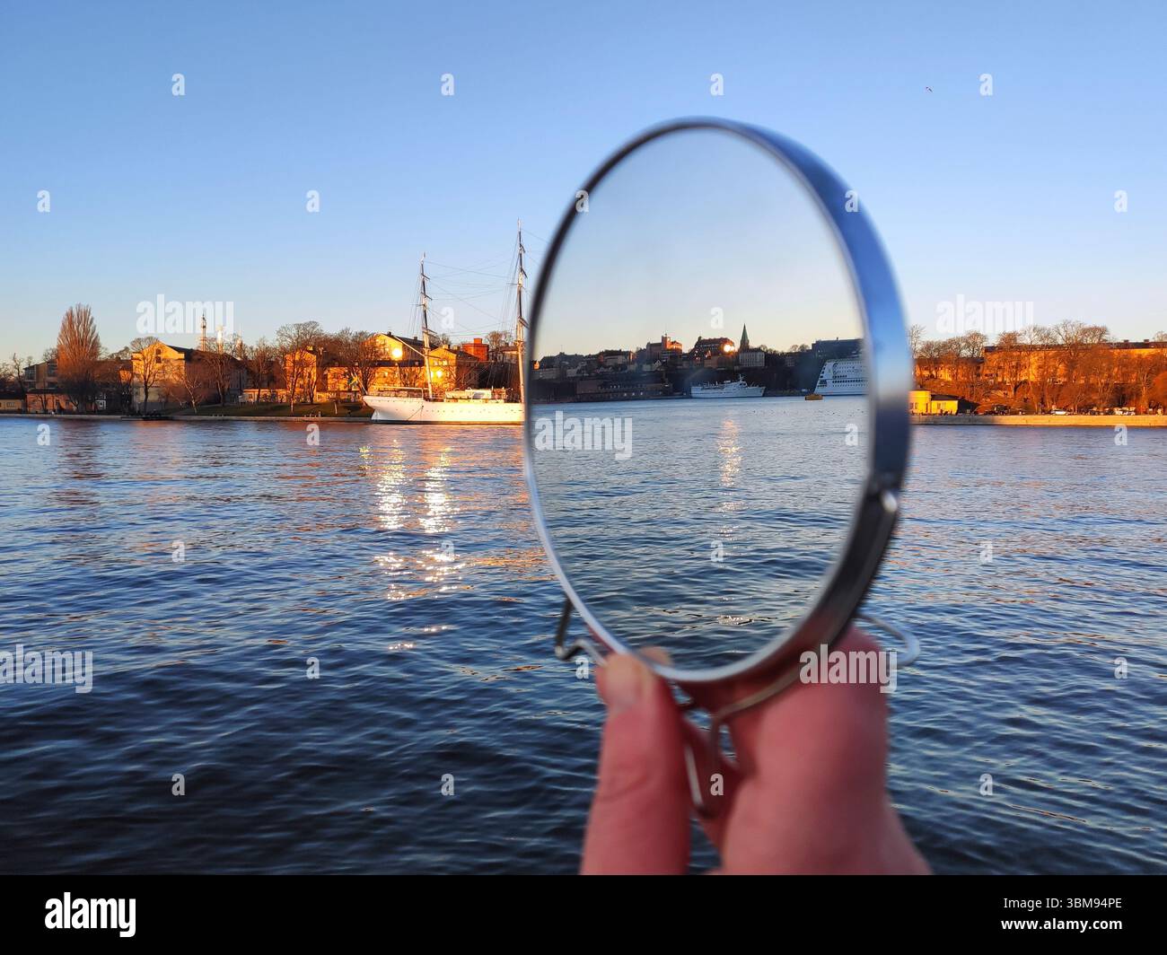 Hand touching mirror closeup hi-res stock photography and images - Alamy