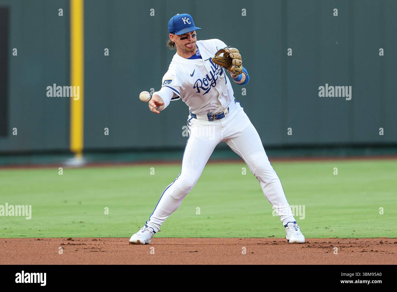 June 24, 2025: Kansas City Royals shortstop Bobby Witt Jr. (7) throws ...