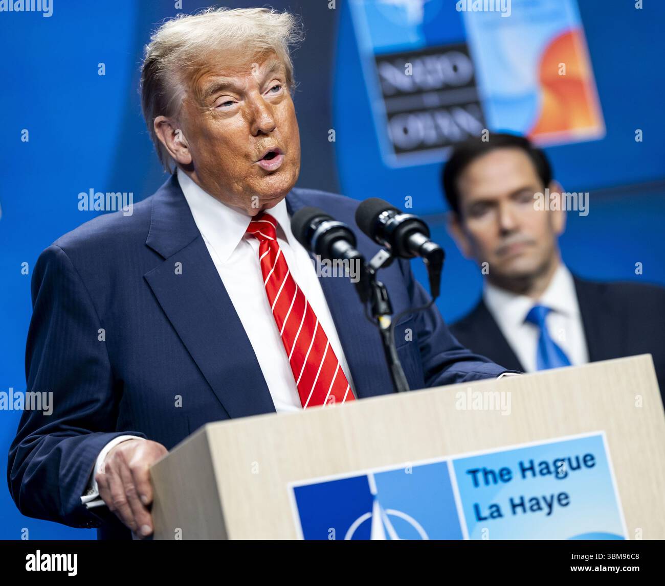 DEN HAAG - Donald Trump, president of the United States, during a press ...