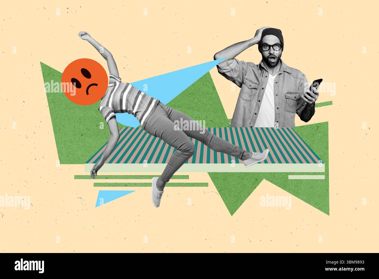 3d sketch poster trend collage image of two girl guy instead head ...