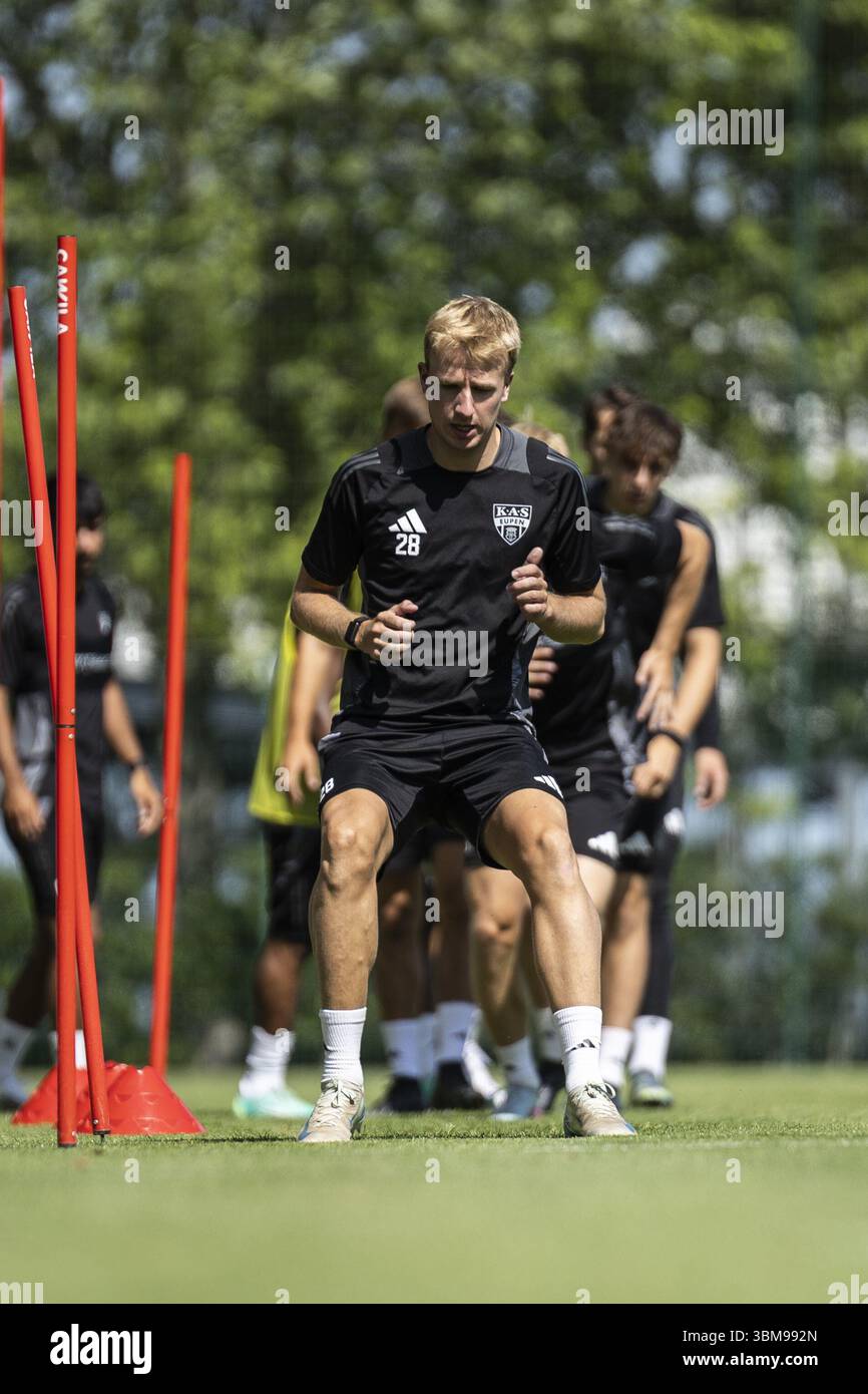Eupen's Rune Paeshuyse pictured during a training session of Belgian ...