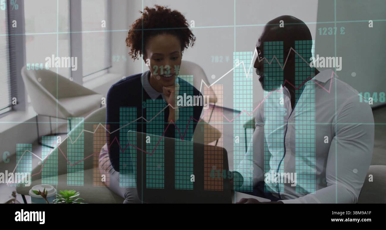 Analyzing data overlays two hi-res stock photography and images - Alamy