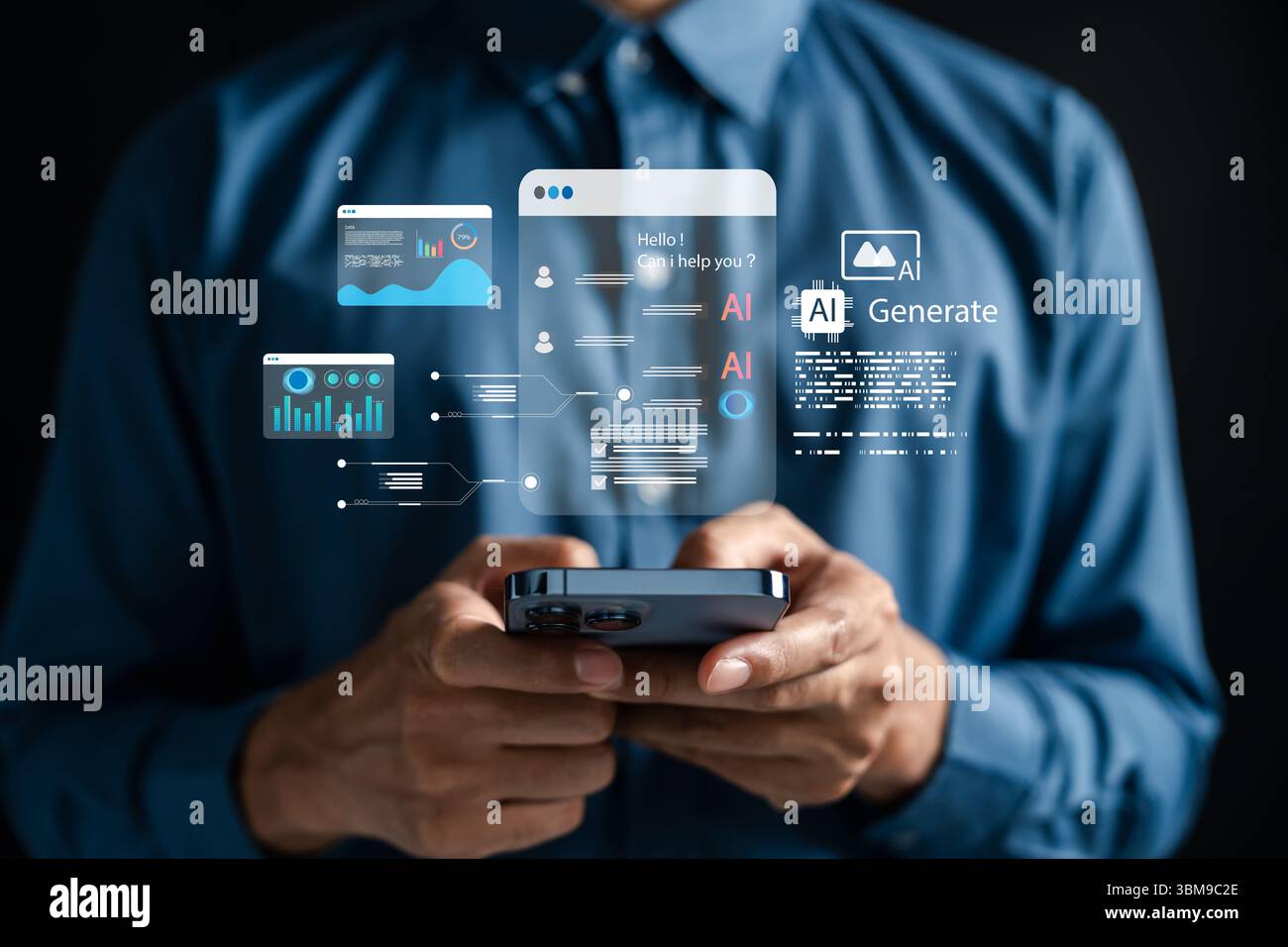 AI technology in everyday life and business operations. AI assistant ...