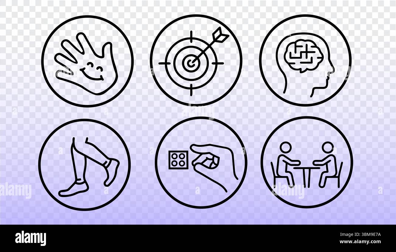 Early childhood development icon set. Fine motor education activities ...