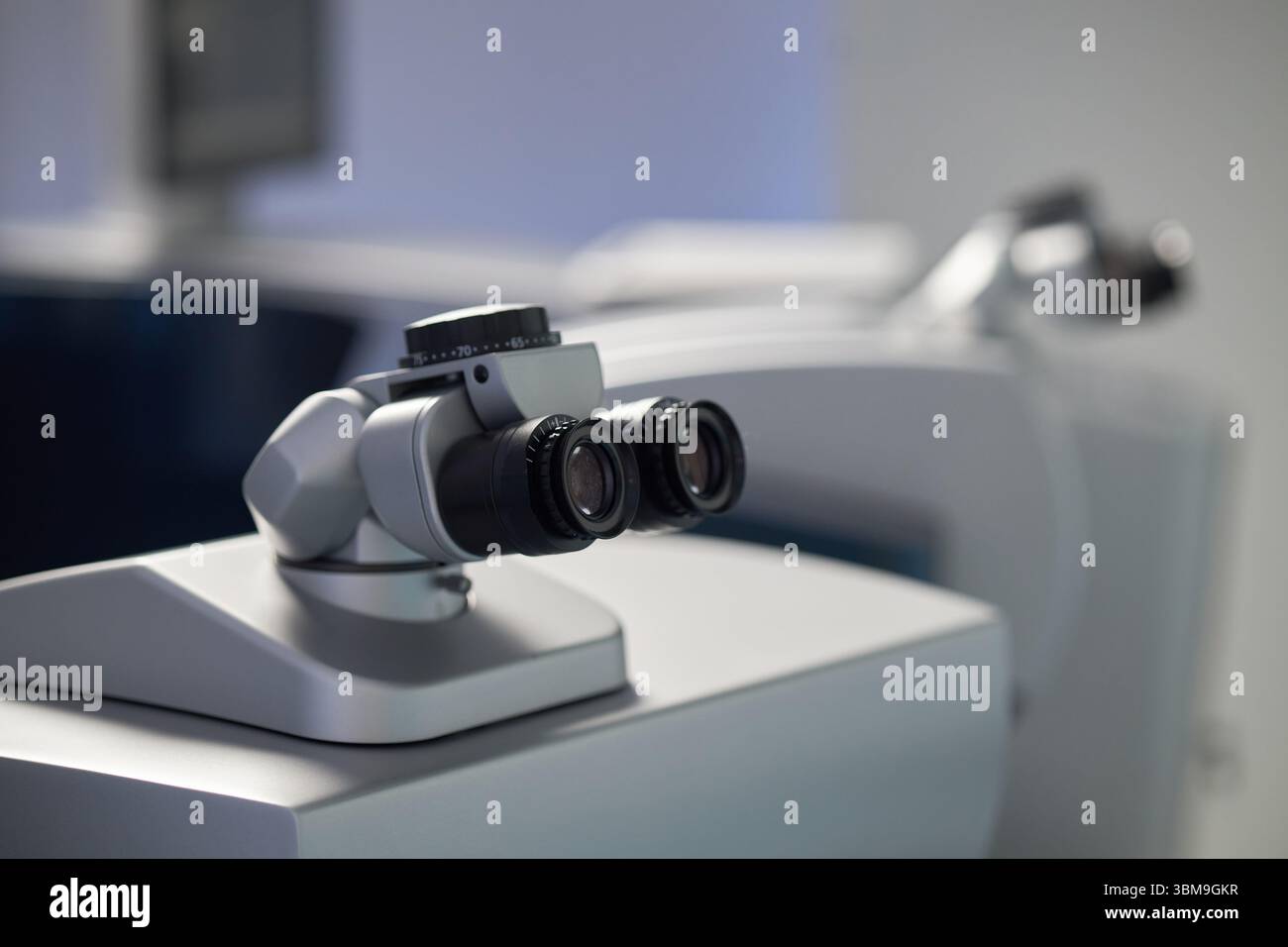 Close up of Surgical Microscope Awaiting Use in Hospital Operating Room ...