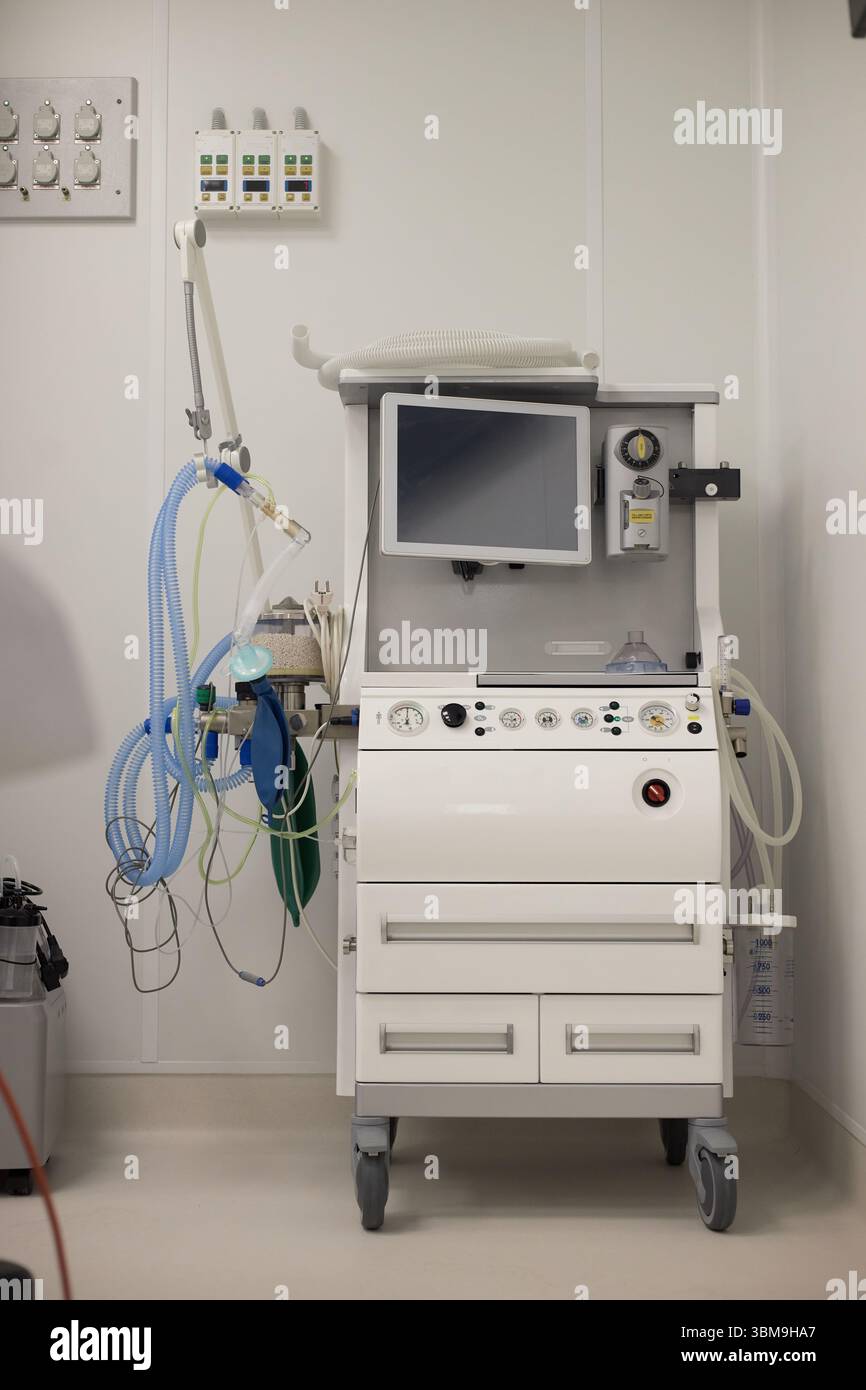 Modern Anesthesia Machine Standing in Operating Room for Surgical ...