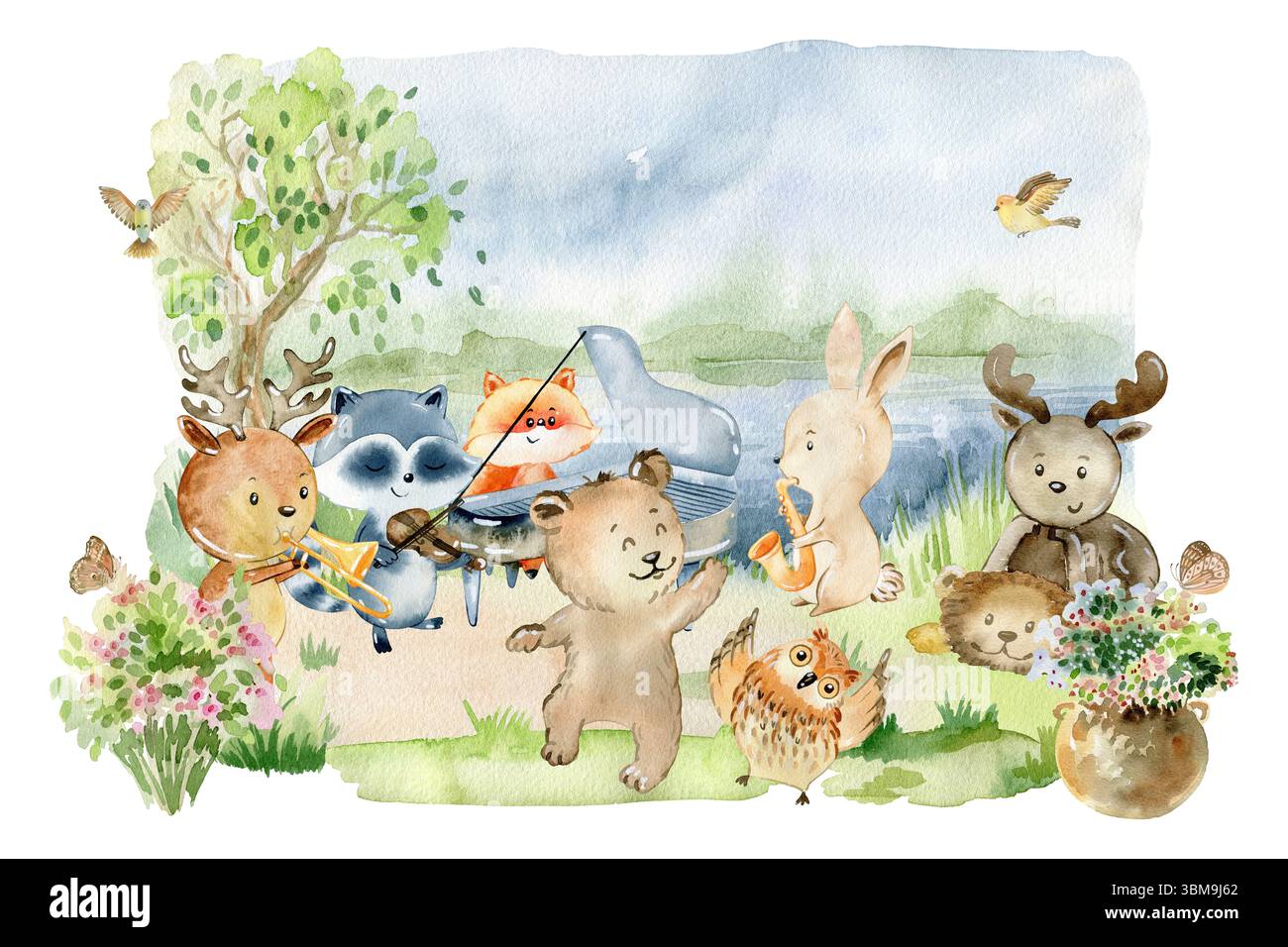 Owl forest scene Cut Out Stock Images & Pictures - Alamy