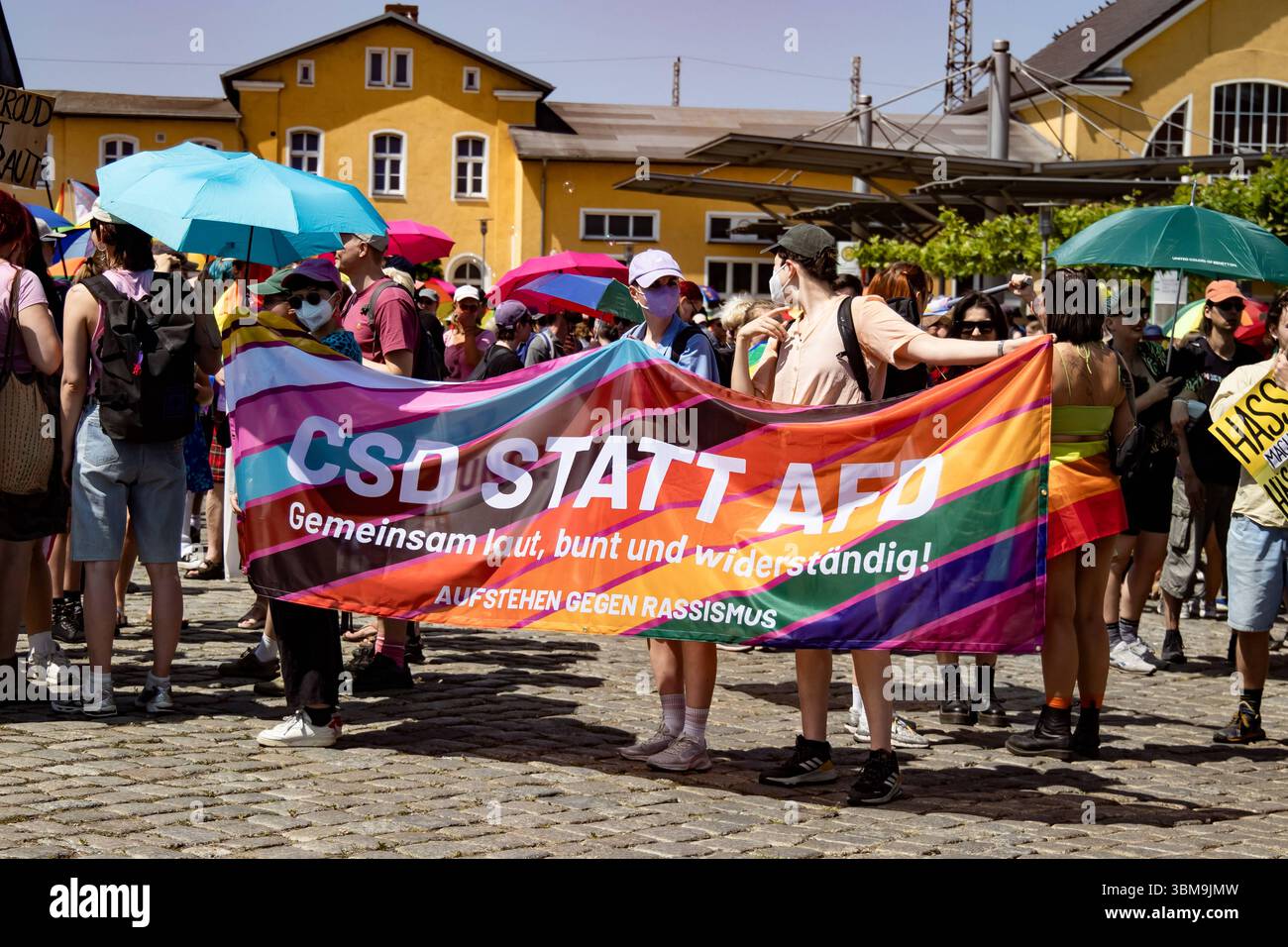 Banner CSD statt AFD CSD in Eberswalde, Brandenburg am 21. Juni 2025 ...