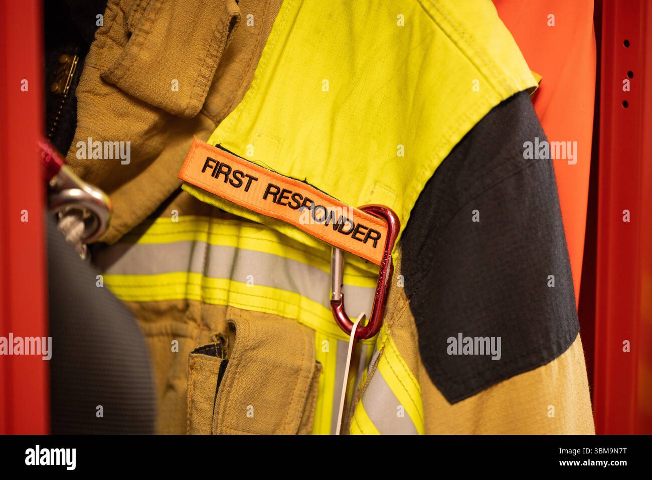 Protective Gear of a First Responder hanging in the standby locker ...