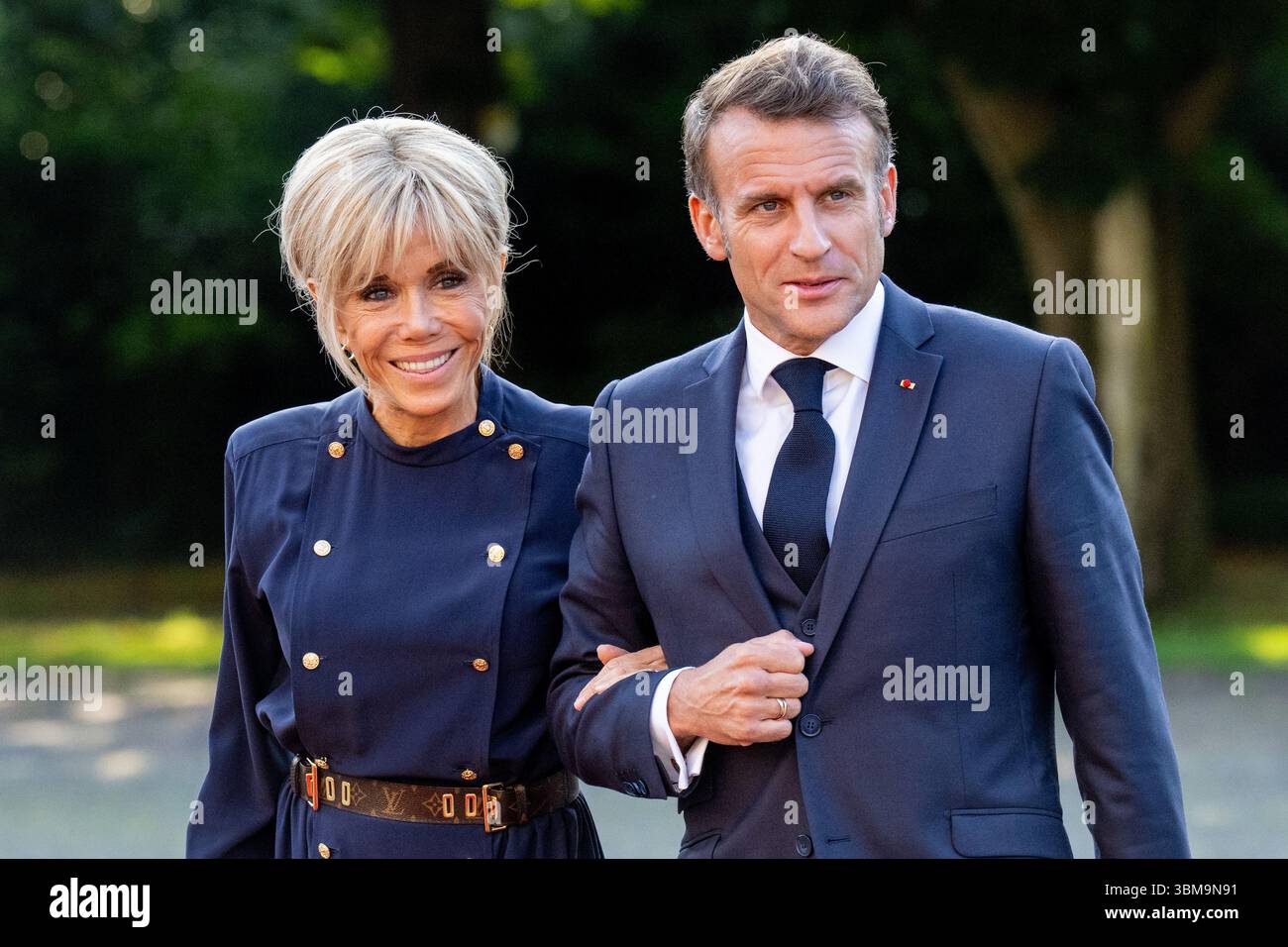 France President Emmanuel Macron with his partner Brigitte Macron ...