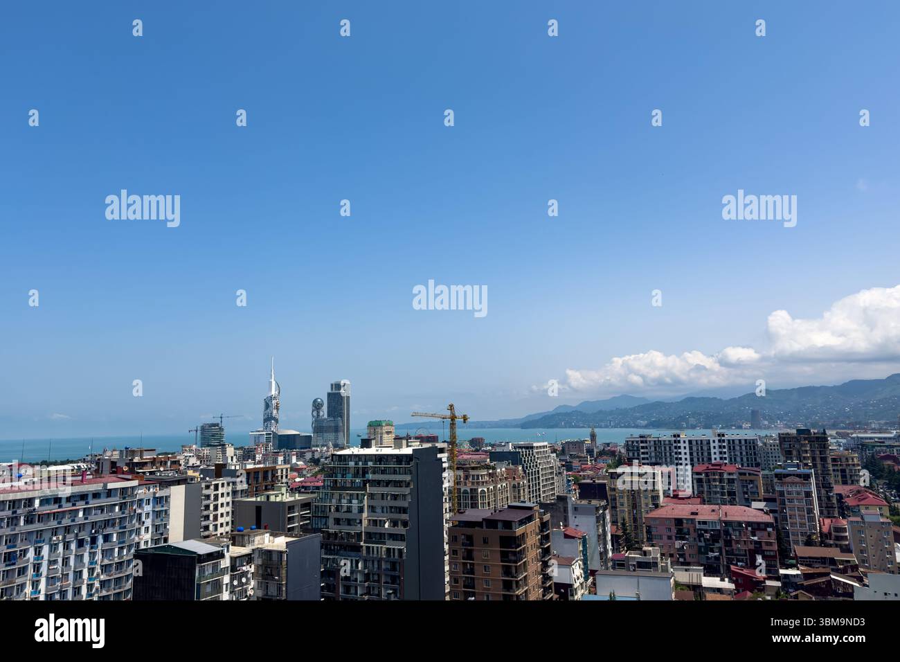 Panoramic view of Batumi skyline with modern architecture, Black Sea ...