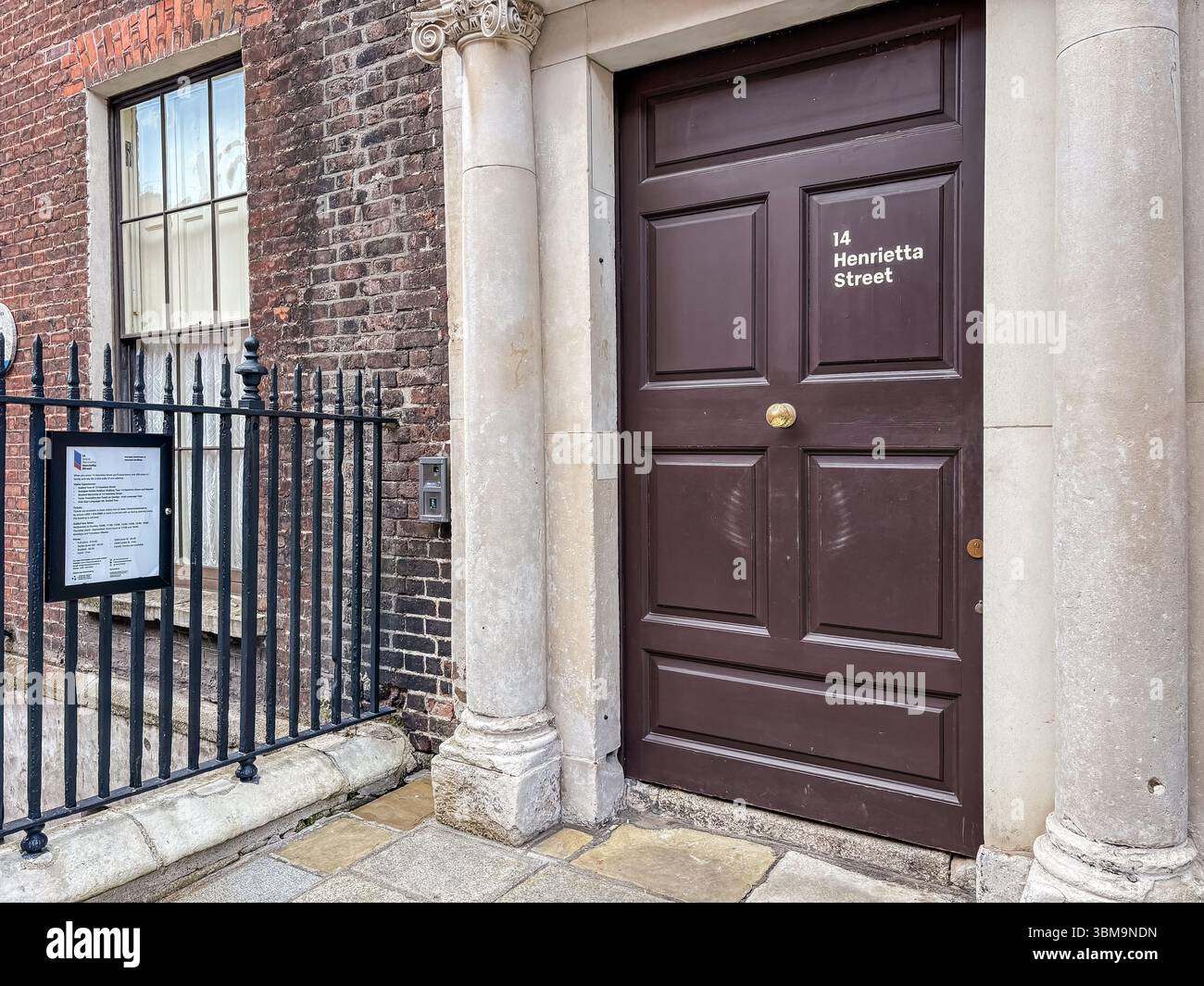 14 Henrietta Street, a historic house museum in Dublin, Ireland. Facade ...