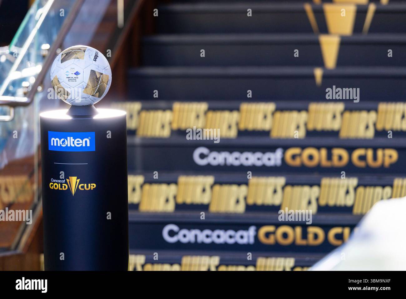 SAN JOSE, CA - JUNE 24: The Molten gameball before a 2025 Concacaf Gold ...