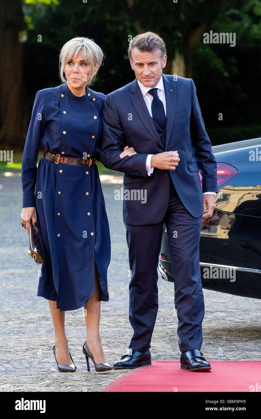 France President Emmanuel Macron with his partner Brigitte Macron ...