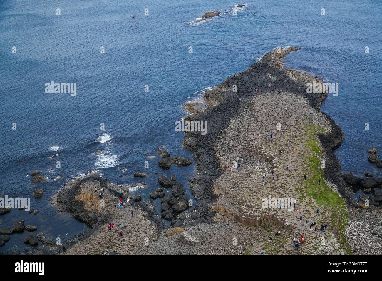 Giant's Causeway. View from above showing the unique hexagonal basalt ...