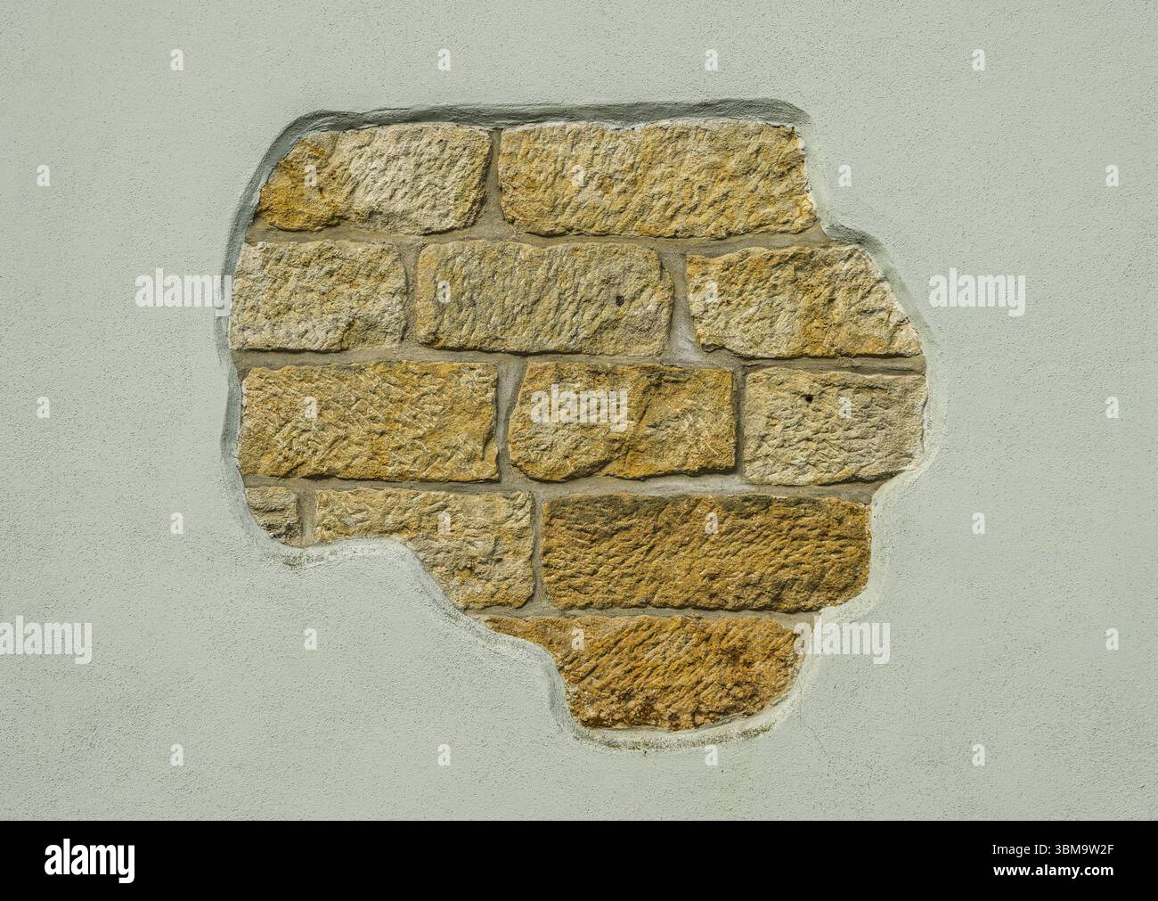 Hauswand, Putz, freigelegte Mauer *** House wall, plaster, exposed wall ...