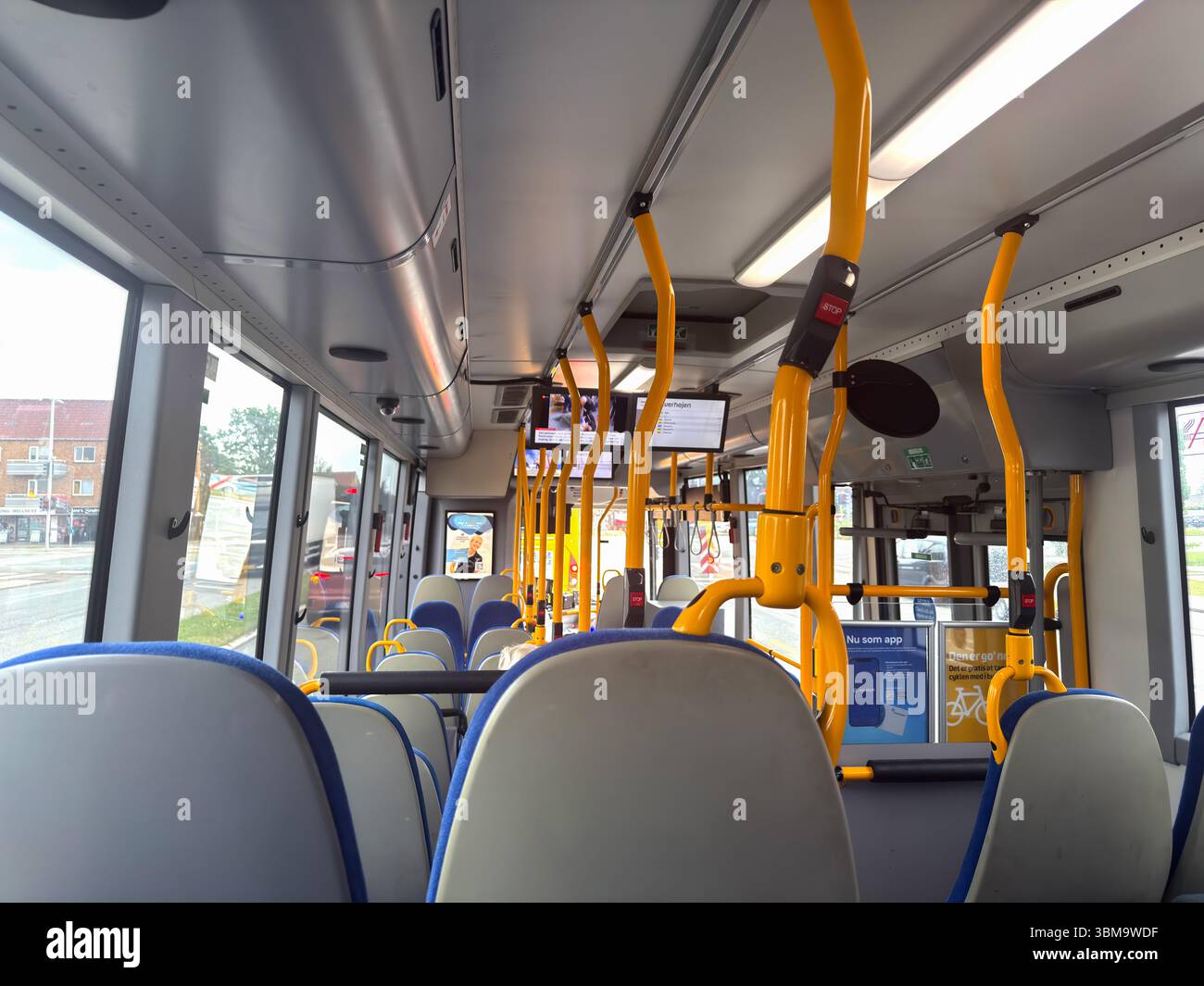 Inside the empty city bus. Public transport. Copenhagen, Denmark - June ...