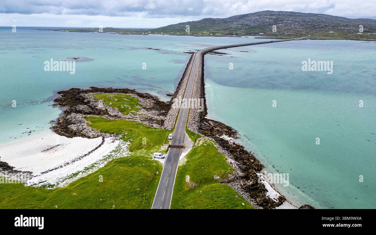 Aerial drone view looking north showing the Causeway that links the ...
