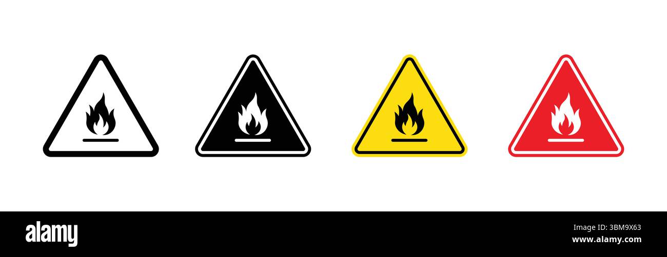 Flammable hazard icon vector illustration. Safety first fire, danger ...