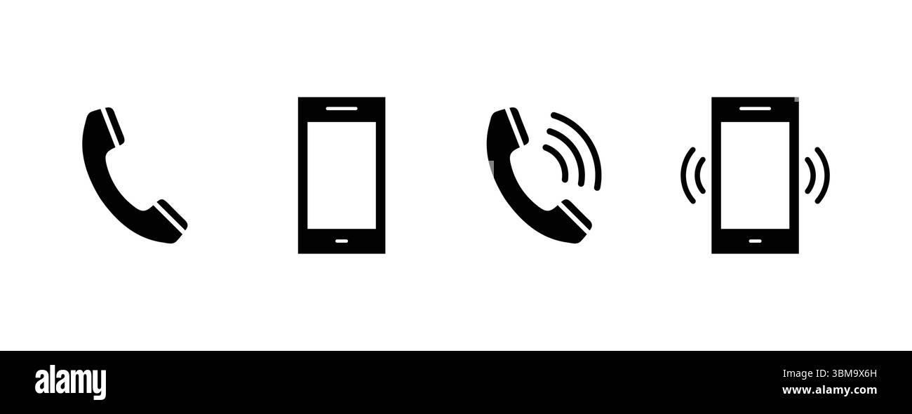 Ringing phone simple icon set. Smartphone ringing. Phone sign Stock ...