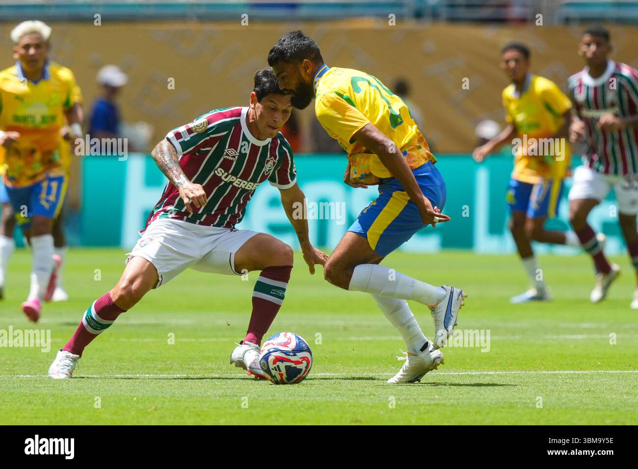 Mamelodi Sundowns' Keanu Cupido defends Fluminense's German Cano during the Club World Cup Group ...