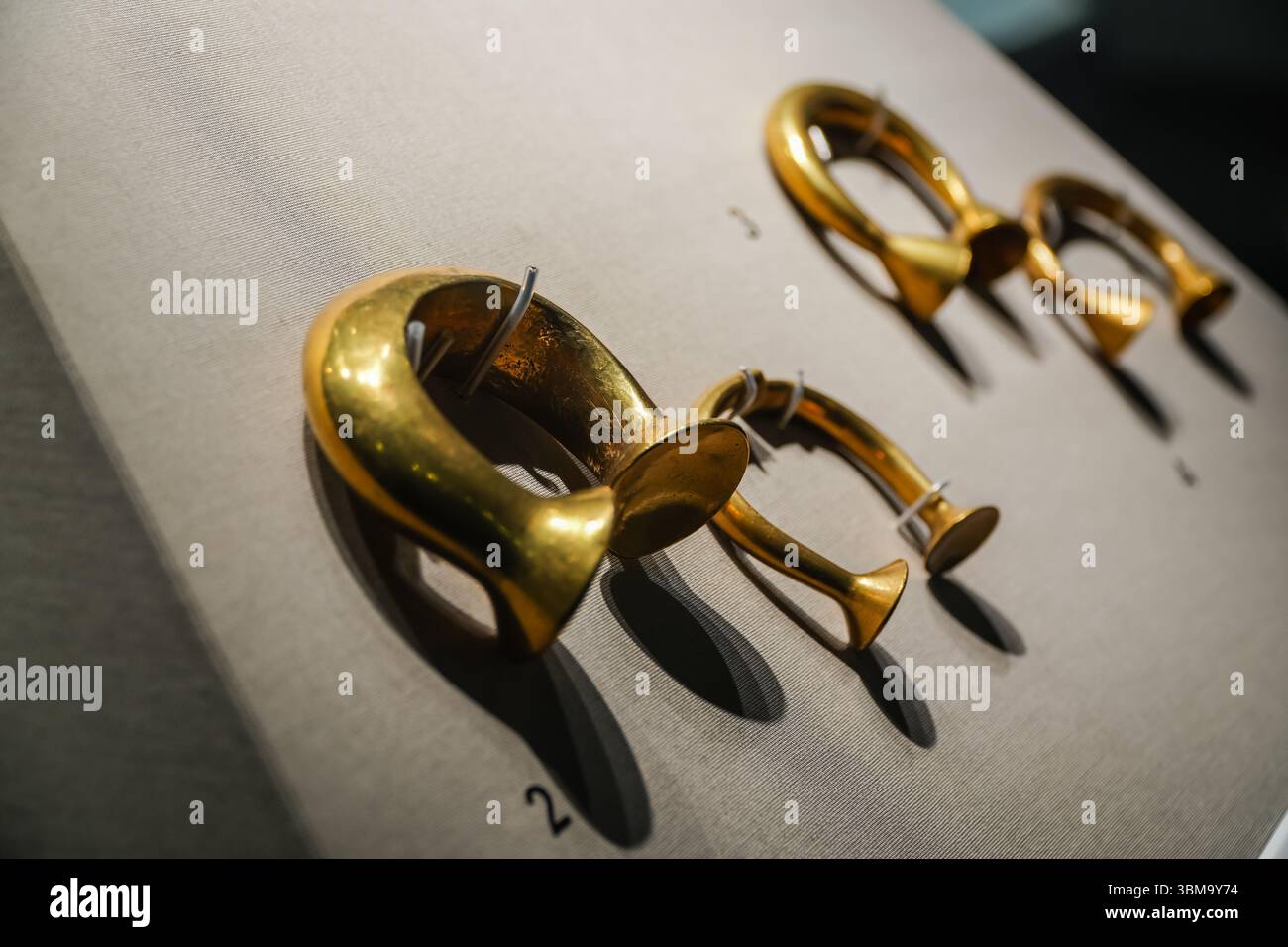 Gold bracelets displayed inside the National Museum of Ireland on ...