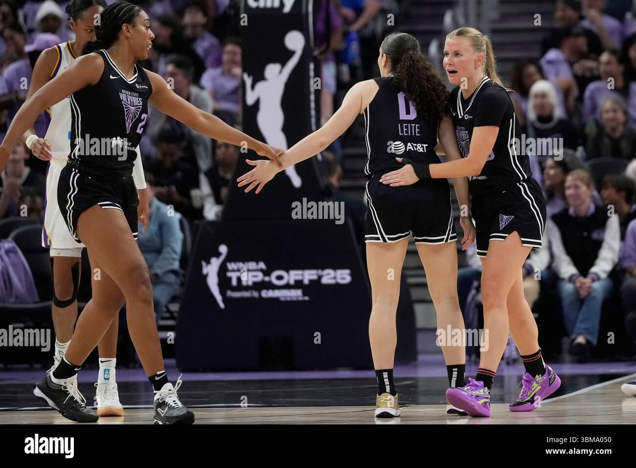 Golden State Valkyries forward Monique Billings, left, guard Carla ...