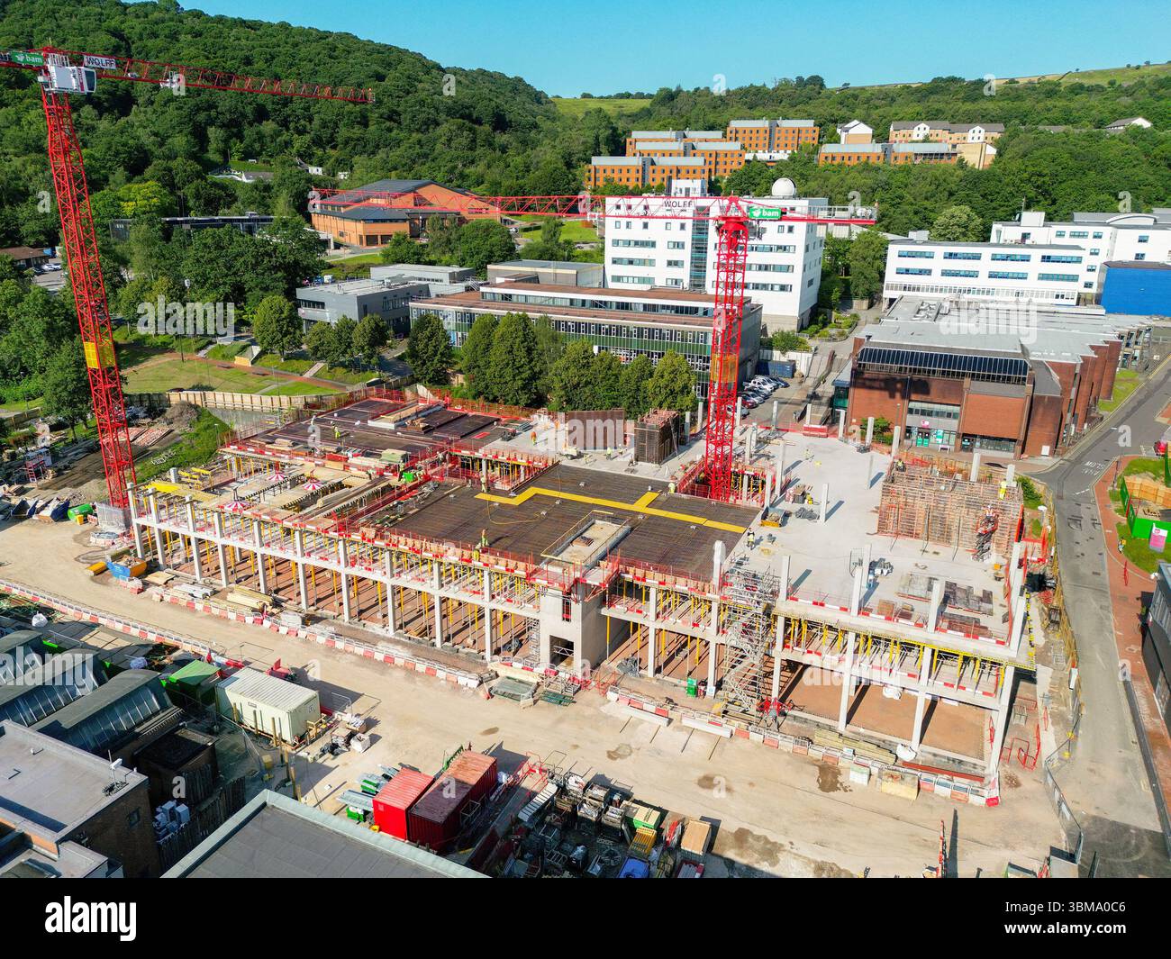 Treforest, Pontypridd, Wales, UK - 19 June 2025: Aerial view of a new ...
