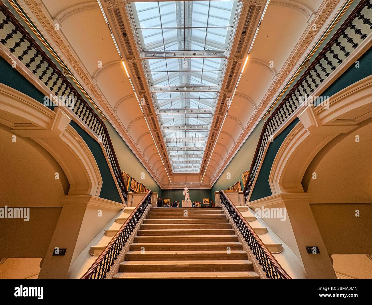 The National Gallery. Interior view of grand staircase, architectural ...