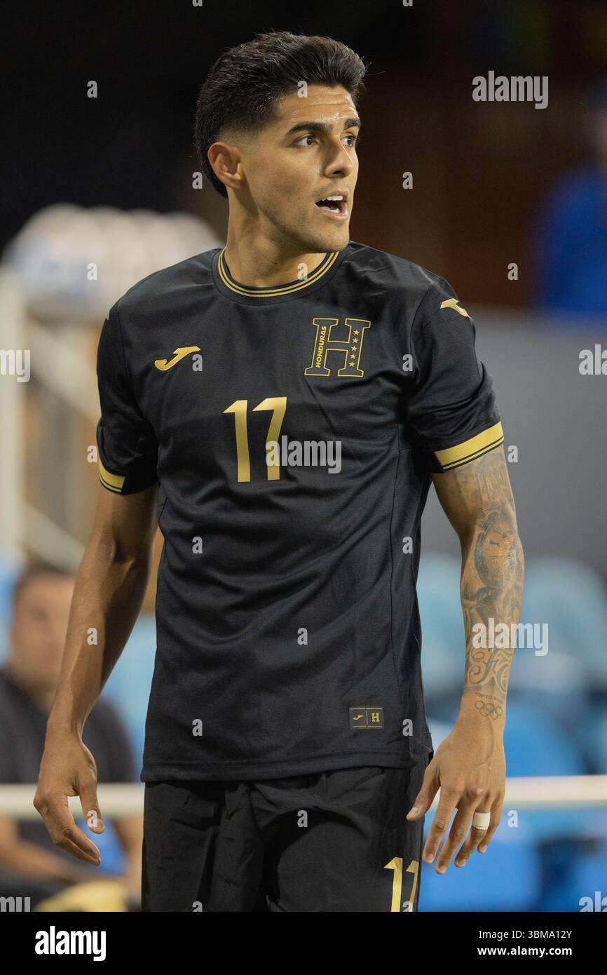 San Jose, United States. 24th June, 2025. Luis Palma #17 of Honduras ...