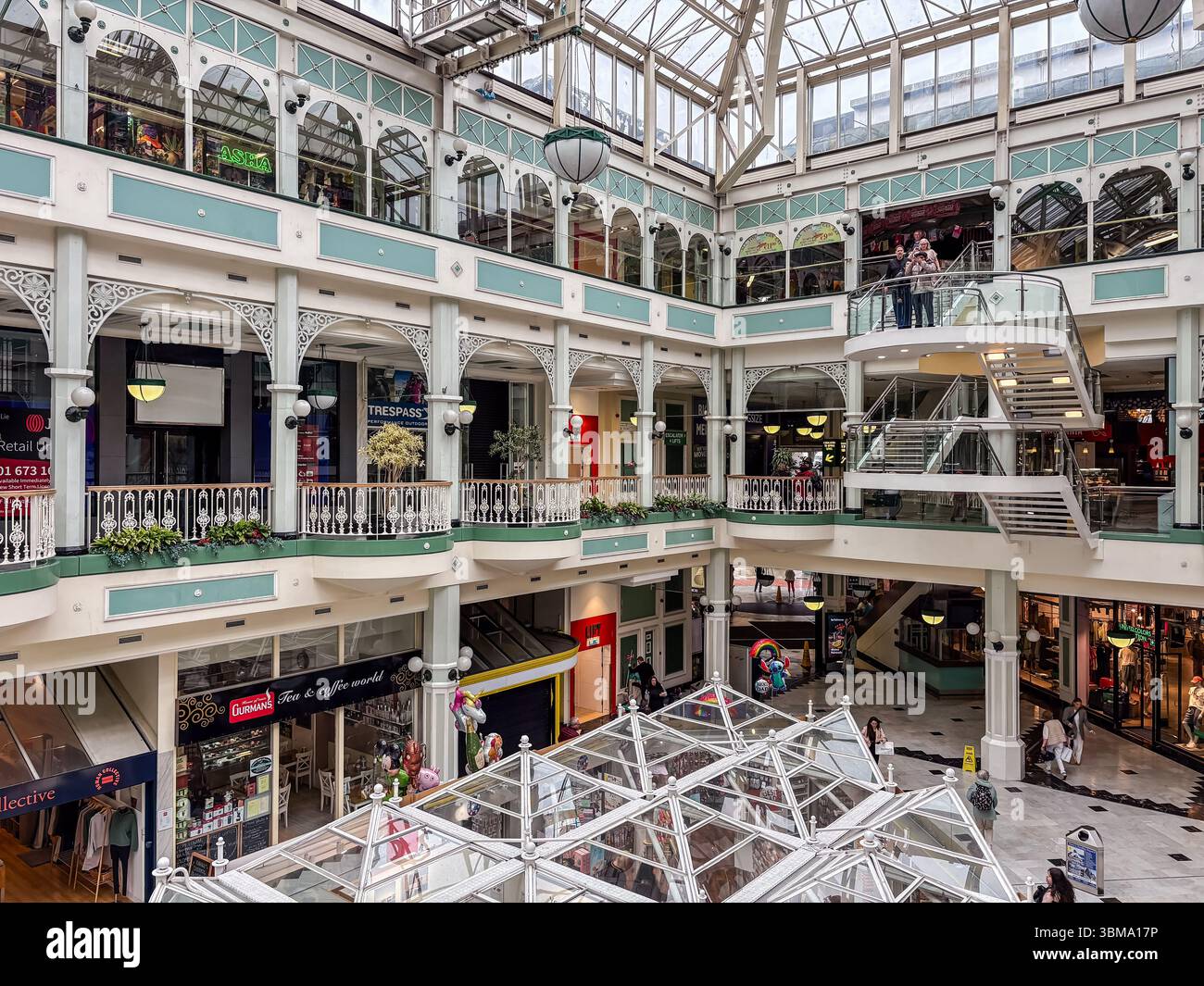 Stephen's Green Shopping Centre. Interior view of the multi-level ...