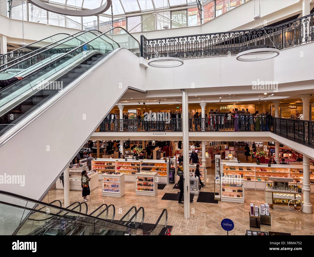 Arnotts department store interior view with escalators, multiple ...