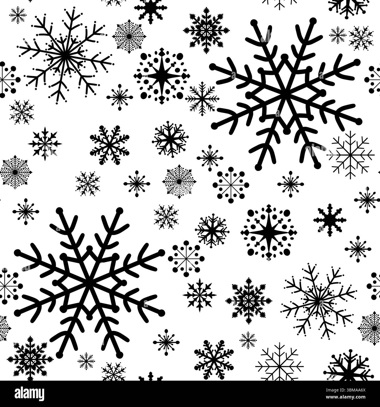 Cute pattern snowflakes on Black and White Stock Photos & Images - Alamy