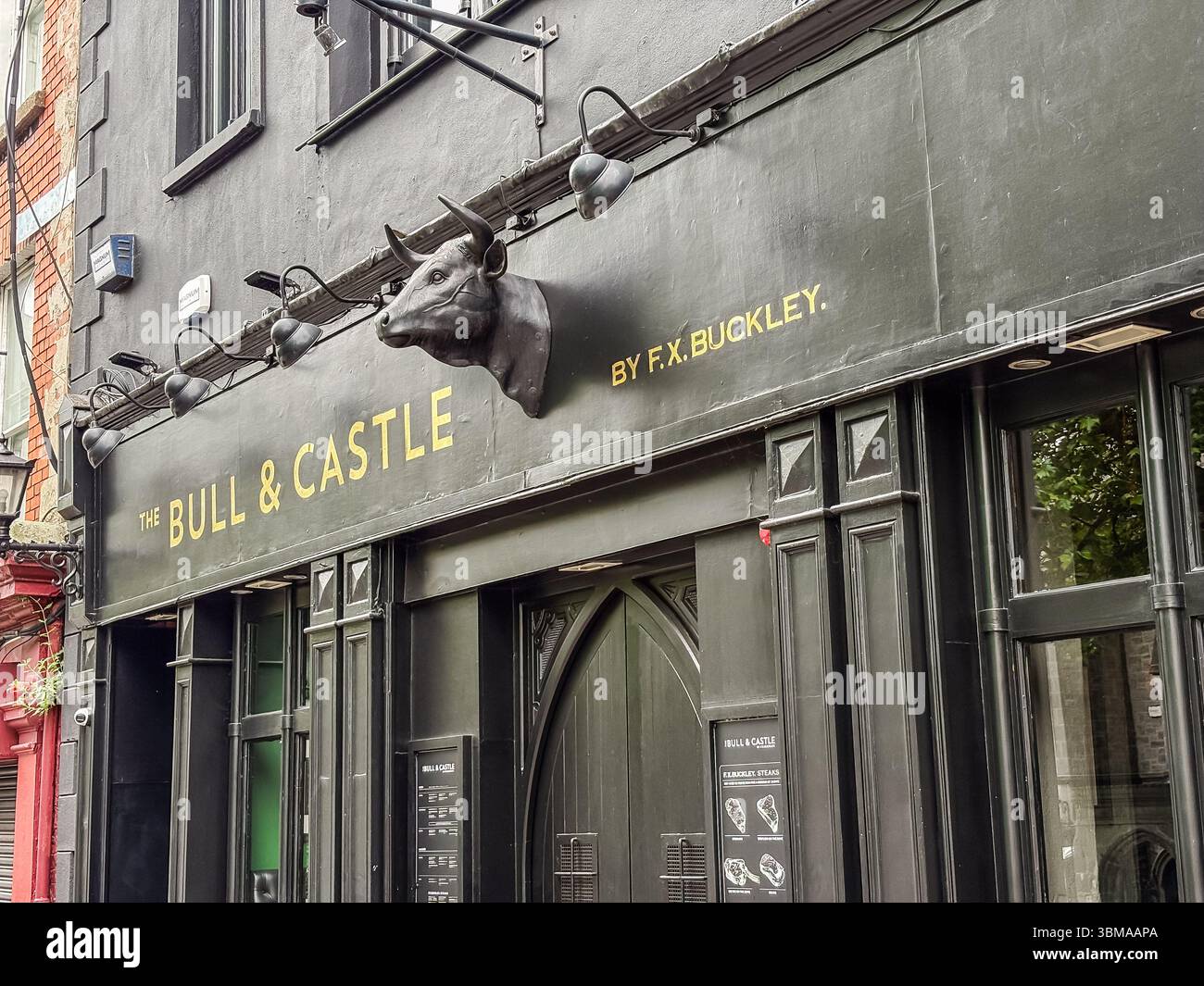 The Bull & Castle in Dublin, Ireland. Exterior view of the facade of ...