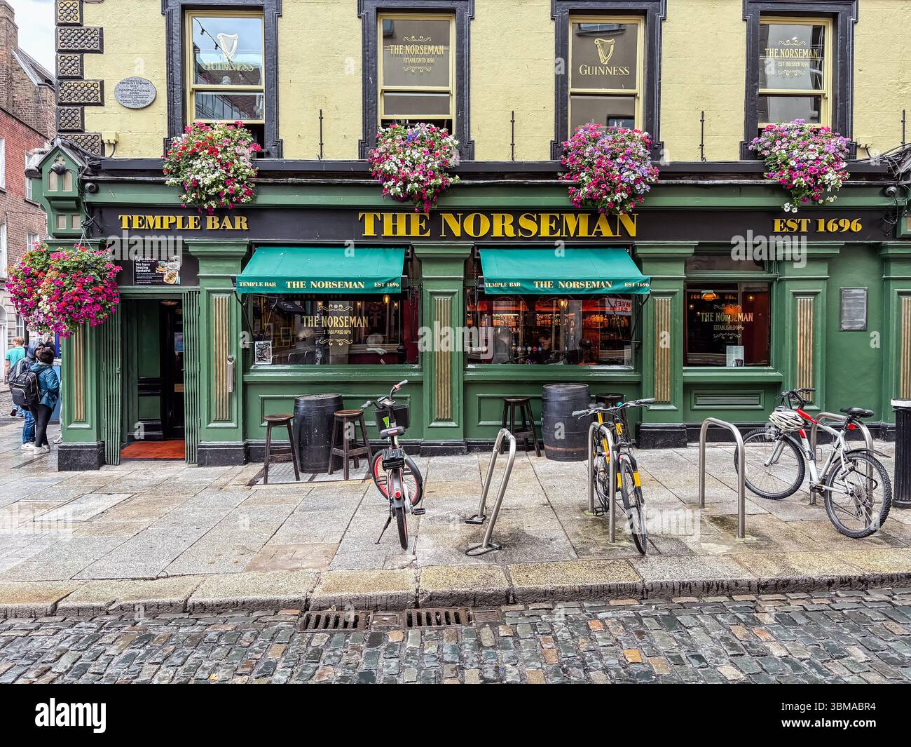 The Norseman pub facade in the Temple Bar district of Dublin. An old ...